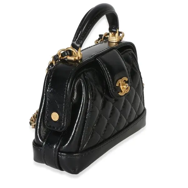 Chanel Quilted Shiny Lambskin Nano Cocodsetfillcolor Clutch With Chain