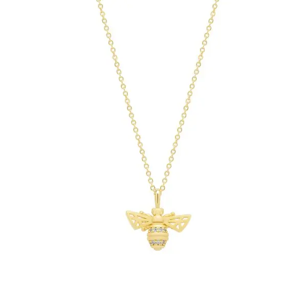 SPERO LONDON Matte Sterling Silver Bumble Bee Pendant Necklace - Gold