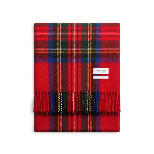 LOOM & COVE Royal Stewart 100% Recycled Wool Tartan Blanket - Red