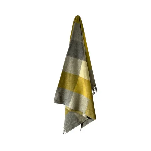 LOOM & COVE Recycled Wool Lifestyle Blanket Mango Check - Yellow