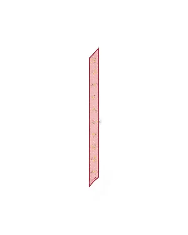 Prada Printed Silk Twill Skinny Scarf - Pink