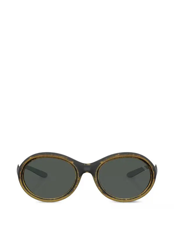 DIESEL® Oval Frame Sunglasses With Logo Plaque