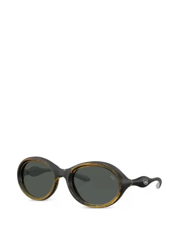 DIESEL® Oval Frame Sunglasses With Logo Plaque