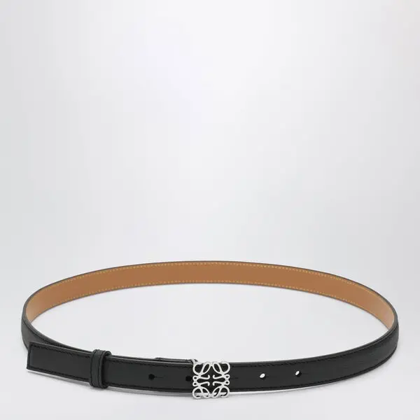 Loewe Palladium Grained Leather Anagram Belt - Black