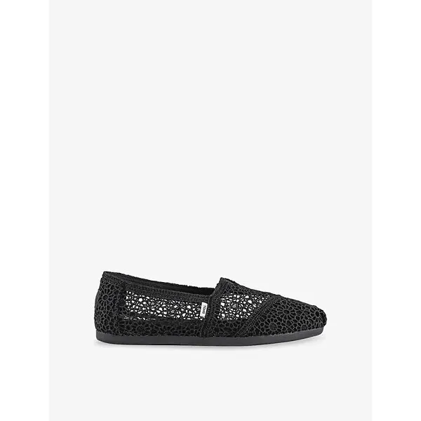 Toms Embroidered Woven Square Toe Espadrilles - Black Moroccan Crochet
