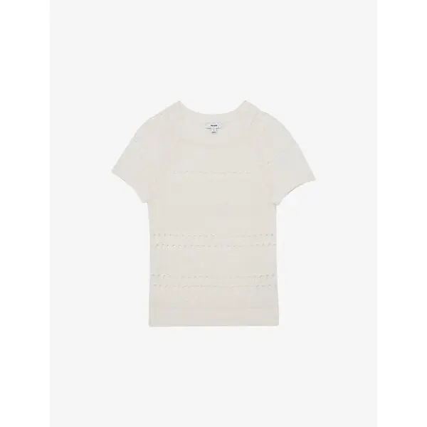 REISS Textured Short-sleeve Top - White