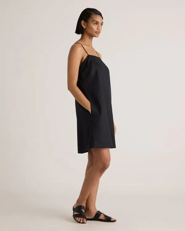 Quince 100% European Linen Spaghetti Strap Mini Dress