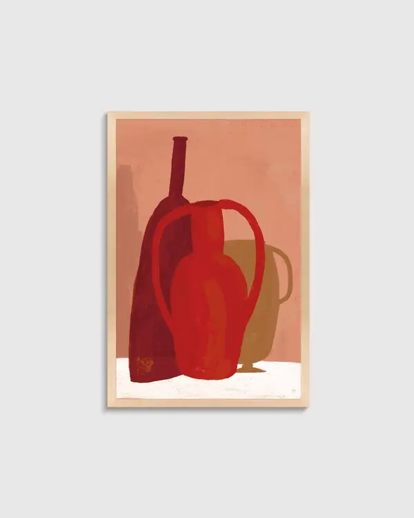 Quince Vasi Di Terracotta Marco Marella, Wood Frame - Maple