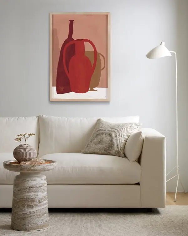 Quince Vasi Di Terracotta Marco Marella, Wood Frame - Maple