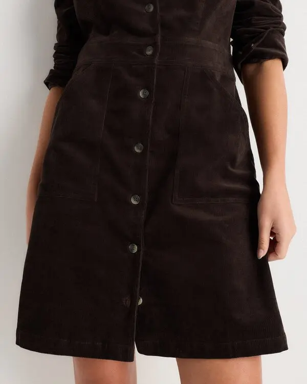 Quince Organic Stretch Corduroy Mini Shirt Dress - Espresso