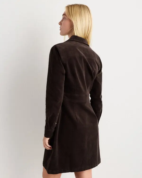 Quince Organic Stretch Corduroy Mini Shirt Dress - Espresso