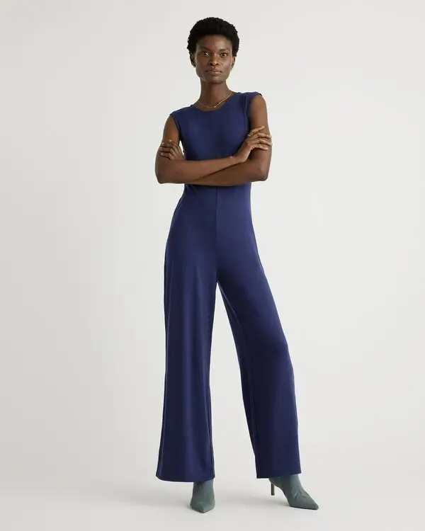 Quince Tencel Jersey Tank Top Jumpsuit - Navy