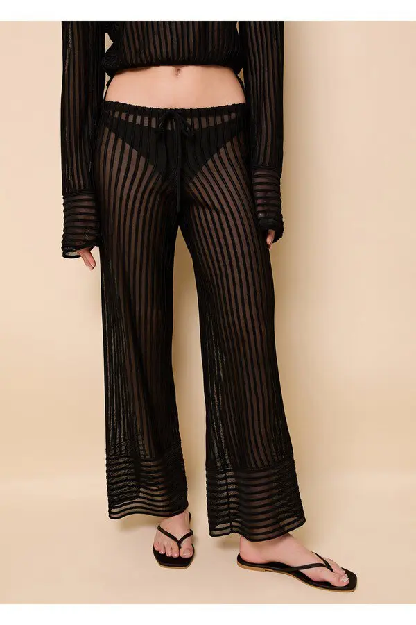 Solid & Striped Athena Pant Ottoman Stripe Noir - Black