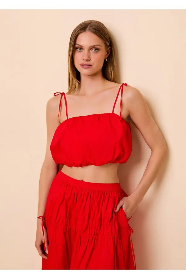 Solid & Striped Ivy Poplin Bandeau Top - Red