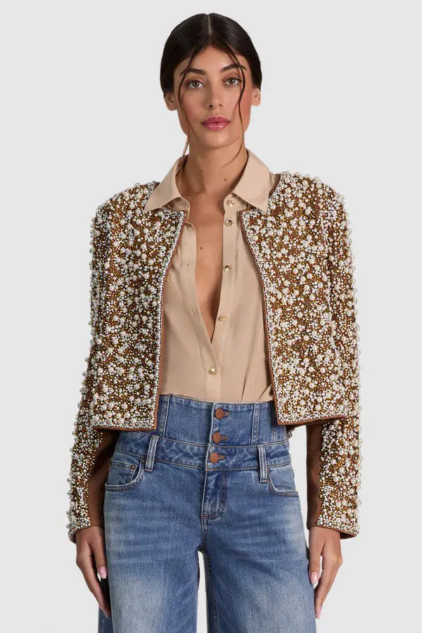 Alice + Olivia Kidman Embellished Jacket - Red