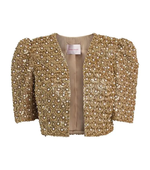 Carolina Herrera Embellished Cropped Jacket - Gold