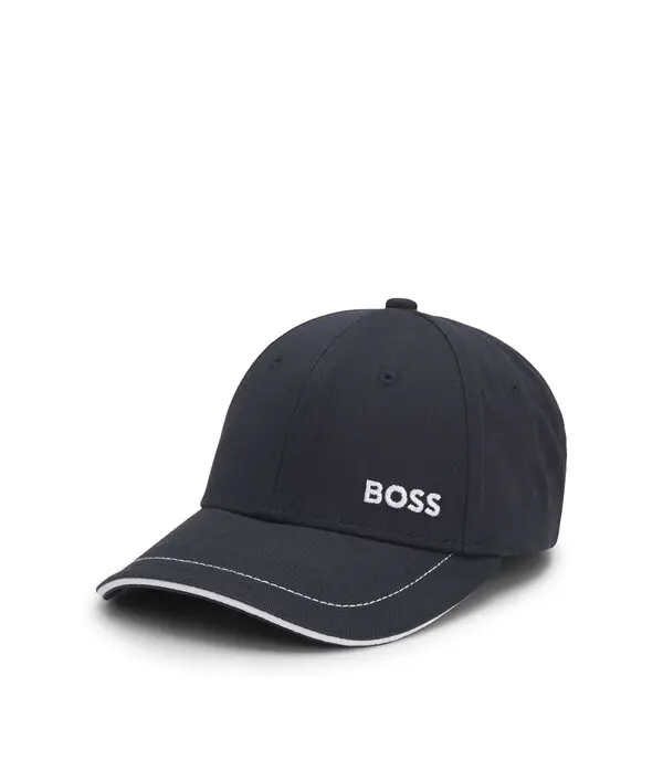 BOSS Cotton-twill Cap With Contrast Trim And Embroidered Logo - Dark Blue
