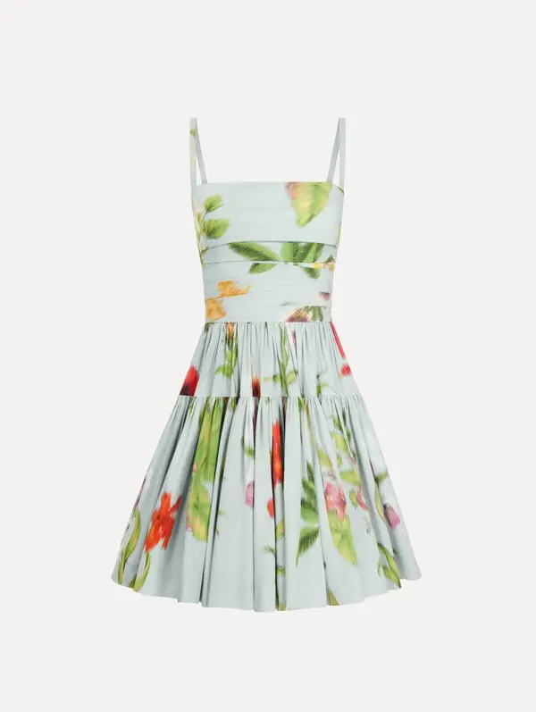Oscar De La Renta Dominican Mixed-floral Cotton Poplin Tiered Dress - One-color