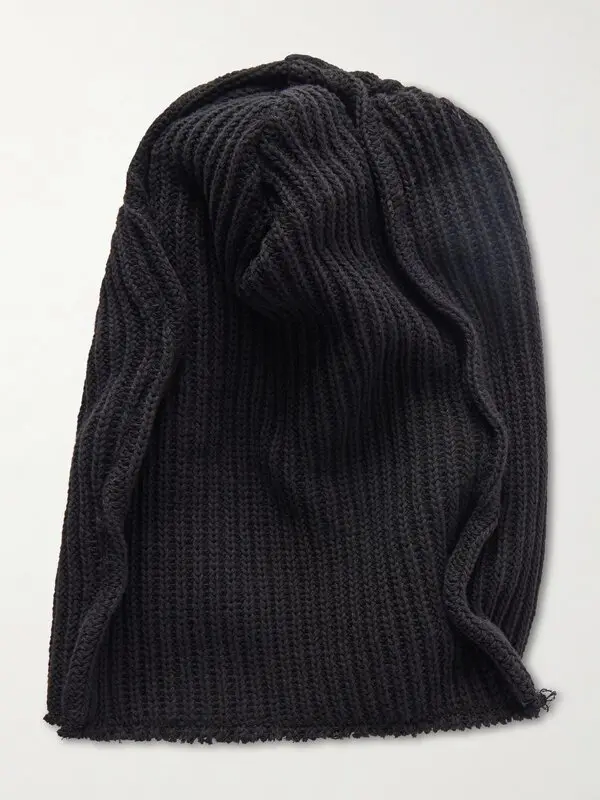 424 Logo-appliquéd Ribbed Cotton Beanie - Black
