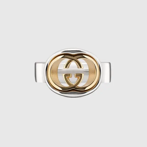 Gucci Interlocking G Cut-out Two-tone Ring - Silver-toned Metal
