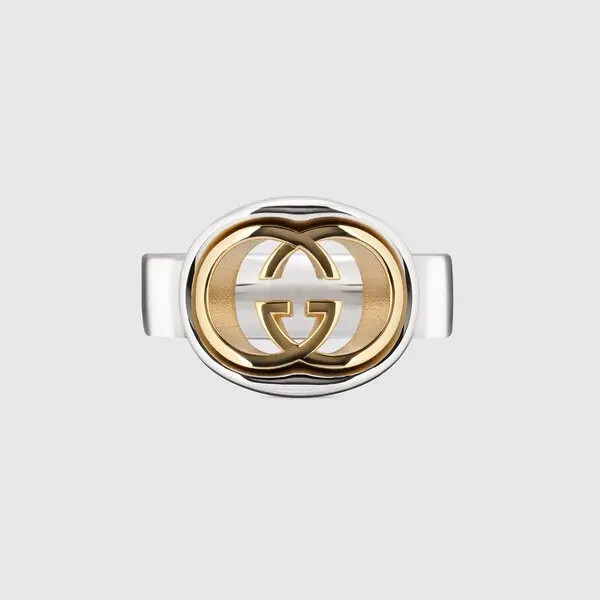 Gucci Interlocking G Cut-out Two-tone Ring - Silver-toned Metal