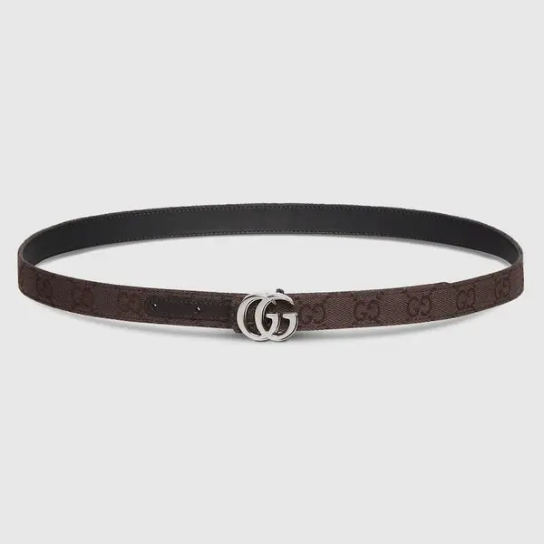 Gucci Reversible Gg Marmont Thin Belt - Brown