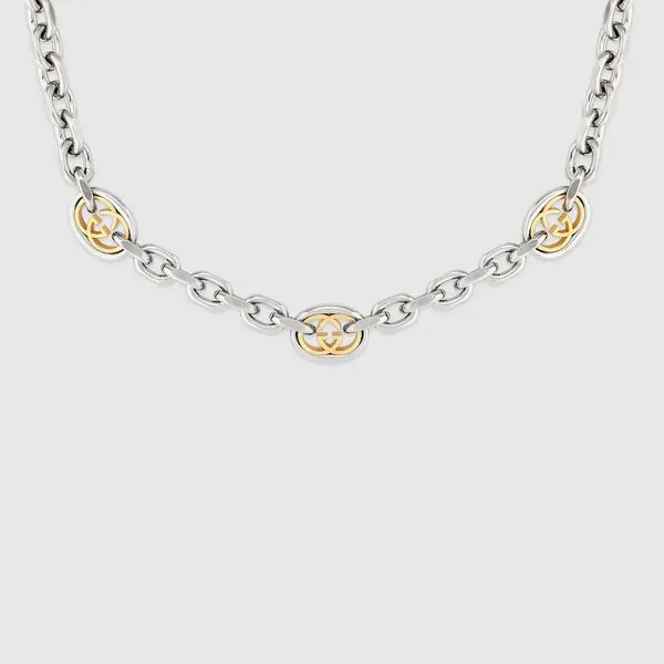 Gucci Two-tone Interlocking G Chain Necklace - Silver-toned Metal