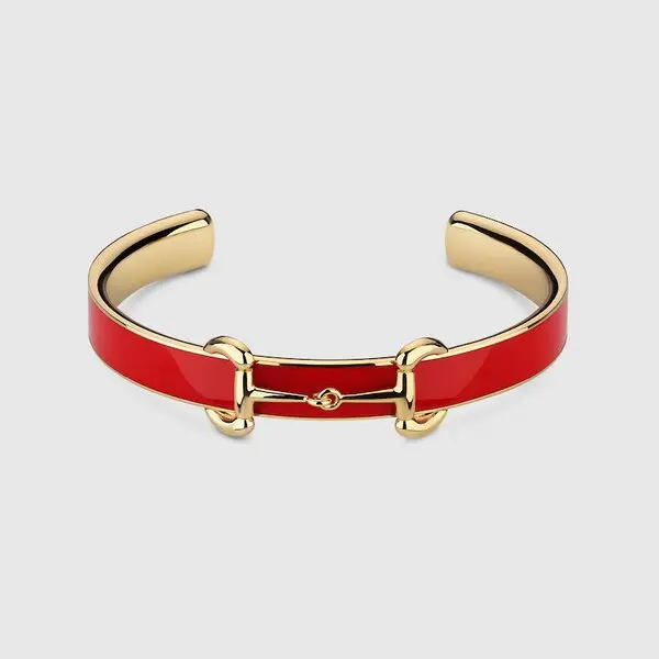 Gucci Horsebit Enamel Bangle Bracelet - Gold-toned Metal