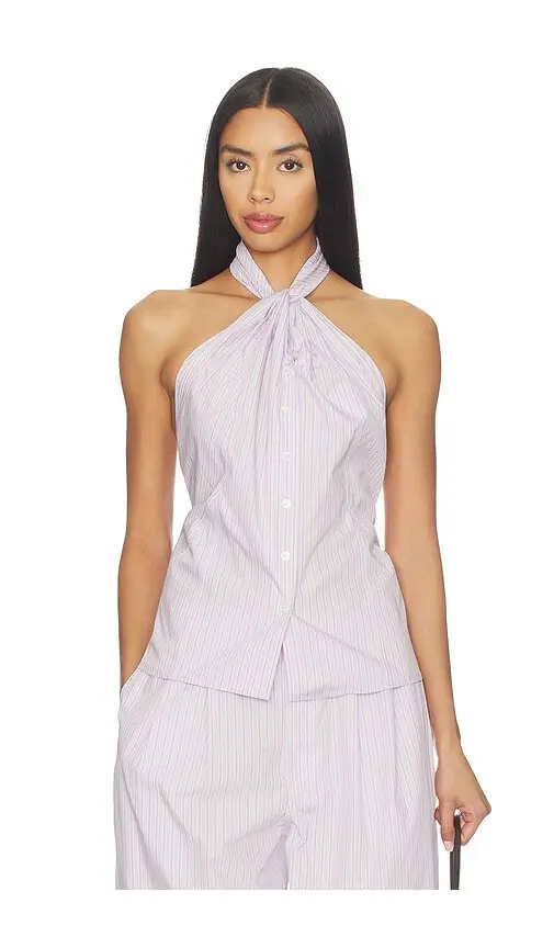 Ronny Kobo Halter Neck Button-up Top