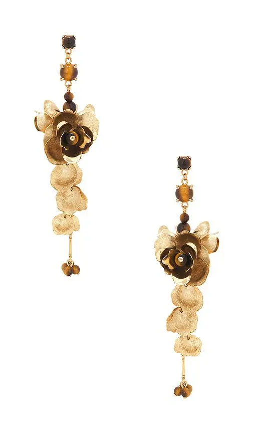 Shashi Gardenia Drop Earrings In Metallic - Gold