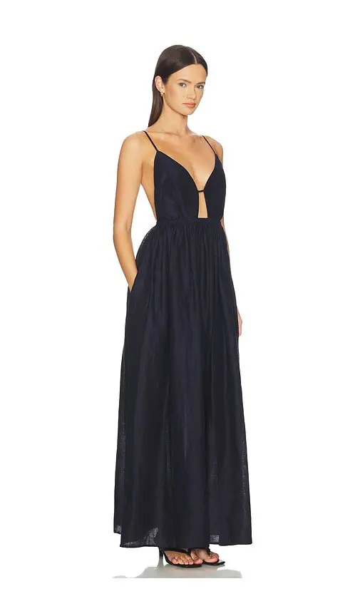 Susana Monaco Linen Empire Waist Maxi Dress - Midnight