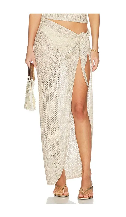 LA PORTE Delphine Metallic Sarong In Neutral - Champagne