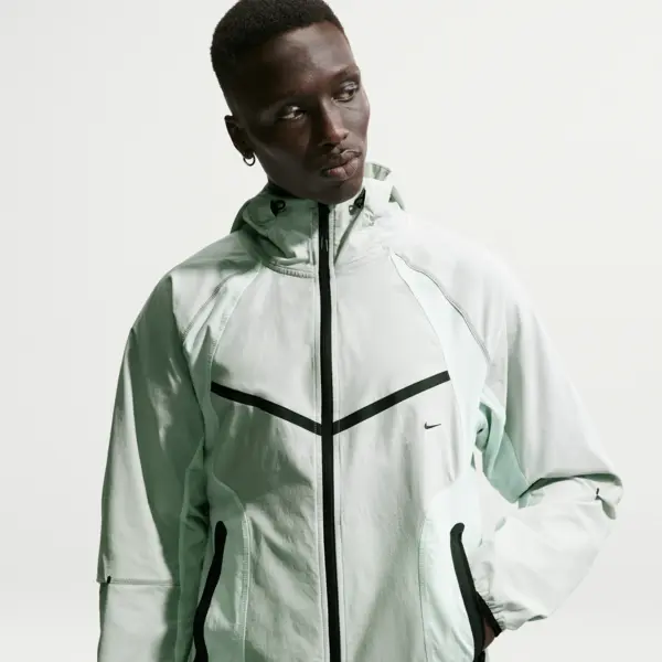 Nike Tech Dri-fit Woven Full-zip Color-block Windrunner Jacket - Grey
