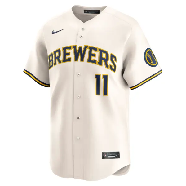 Nike Jackson Chourio Milwaukee Brewers Dri-fit Mlb Limited Jersey - Brown