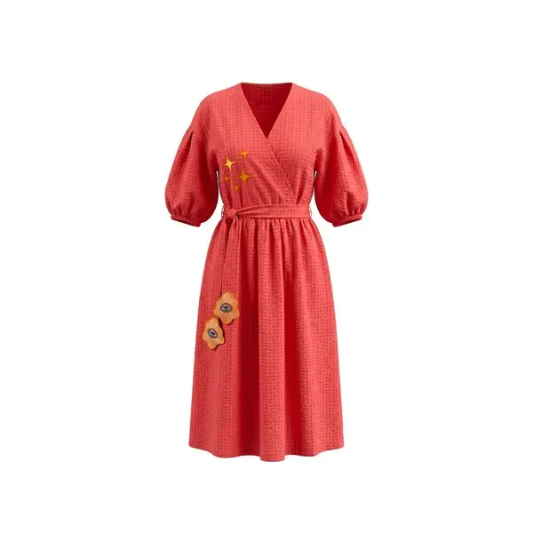 KING NAKED Wrap Dress With Gold Embroidery