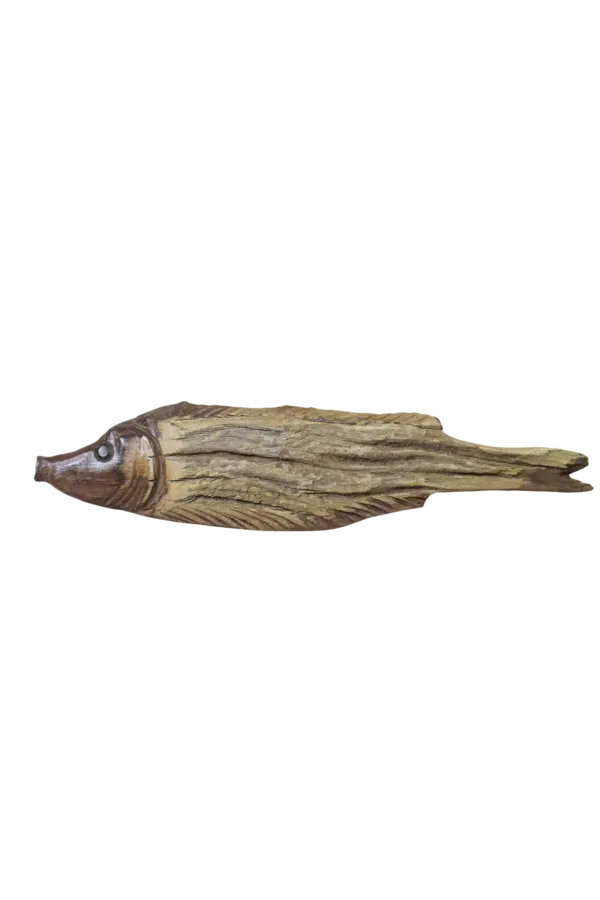 Botanical Boys Driftwood Hand Carved Fish One One Six Fifteen - Brown