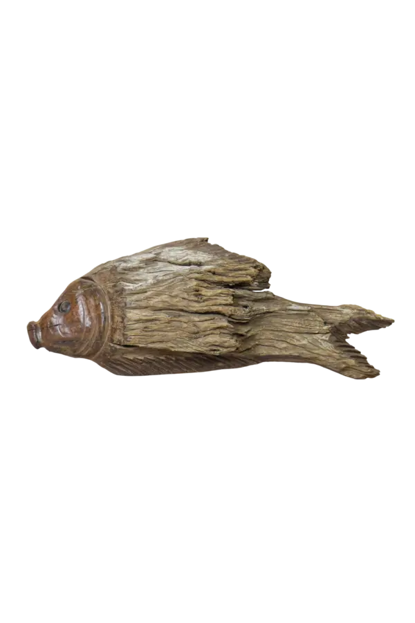 Botanical Boys Driftwood Hand Carved Fish One One Six Twelfth