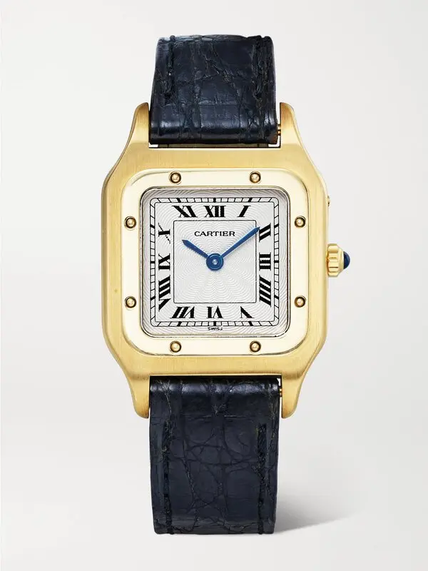 STEPHANIE WINDSOR Cartier Vintage 1998 Santos Dumont Mini 26mm 18-karat And Leather Watch - Gold