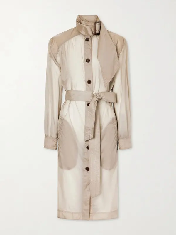 Saint Laurent Belted Shell Midi Dress - Neutrals
