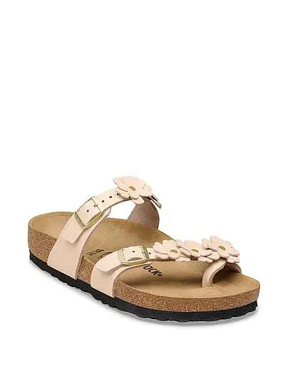 Pink Birkenstock Mayari Floral Appliqué Leather Sandals - Pink