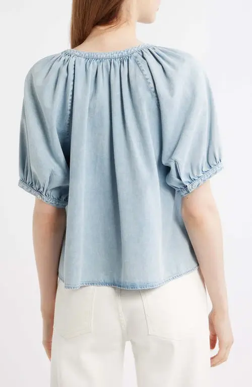 FRAME Peasant Top With Puff Sleeves