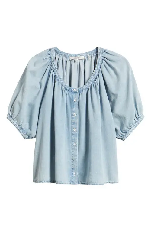 FRAME Peasant Top With Puff Sleeves