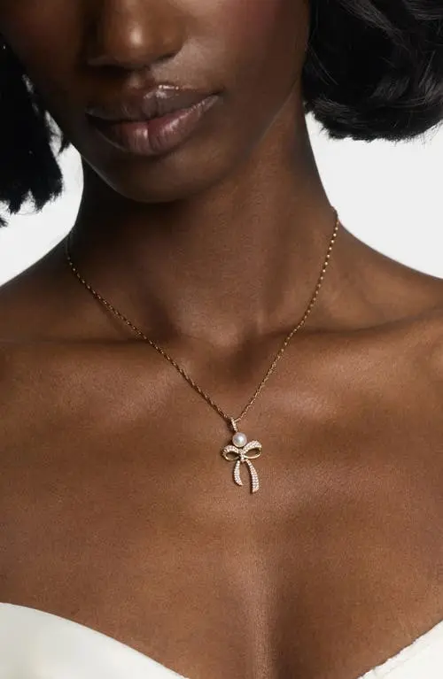 Nadri Eros Bow Choker Necklace With Faux Pearl And Cubic Zirconia