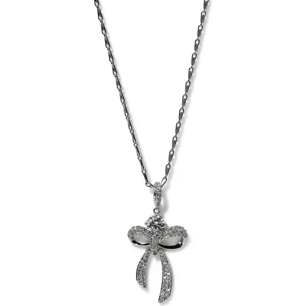 Nadri Eros Bow Pendant Necklace With Cubic Zirconia - Rhodium
