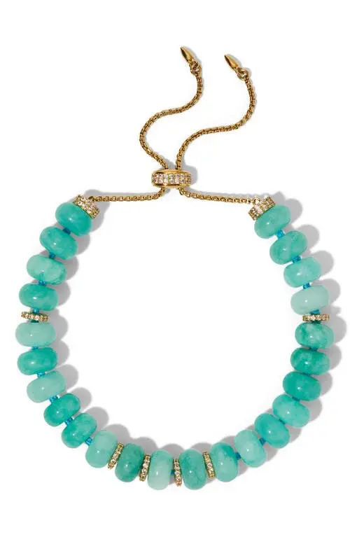 Nadri Amazonite And Cubic Zirconia Pavé Slider Bracelet - Gold