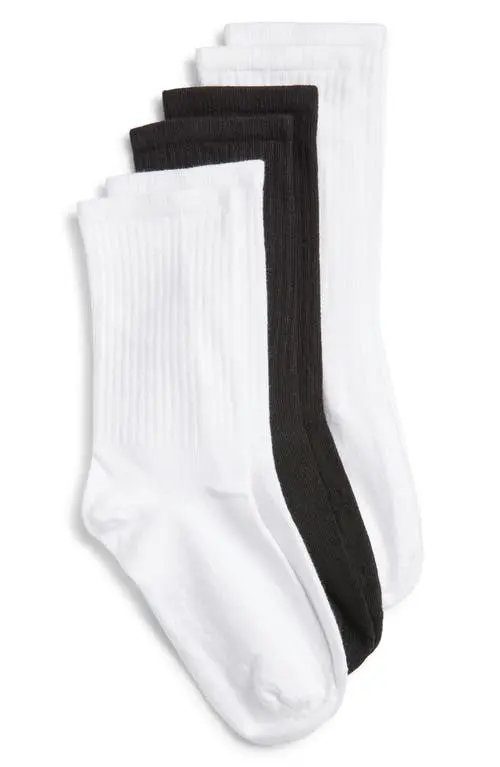 Hue 3-pack Assorted Crew Socks - White Black Pack