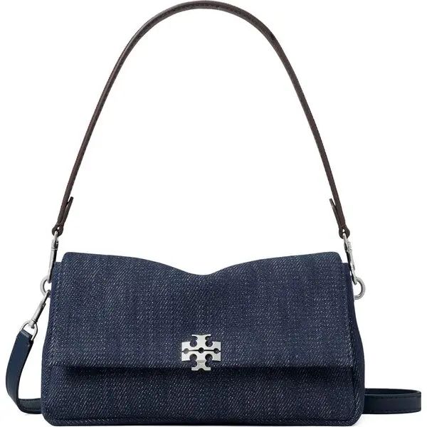 Tory Burch Small Charlie Denim Shoulder Bag - Midnight