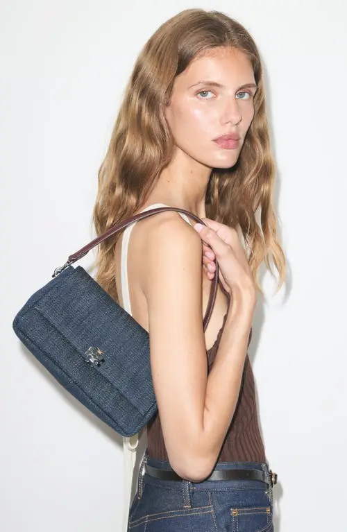 Tory Burch Small Charlie Denim Shoulder Bag - Midnight