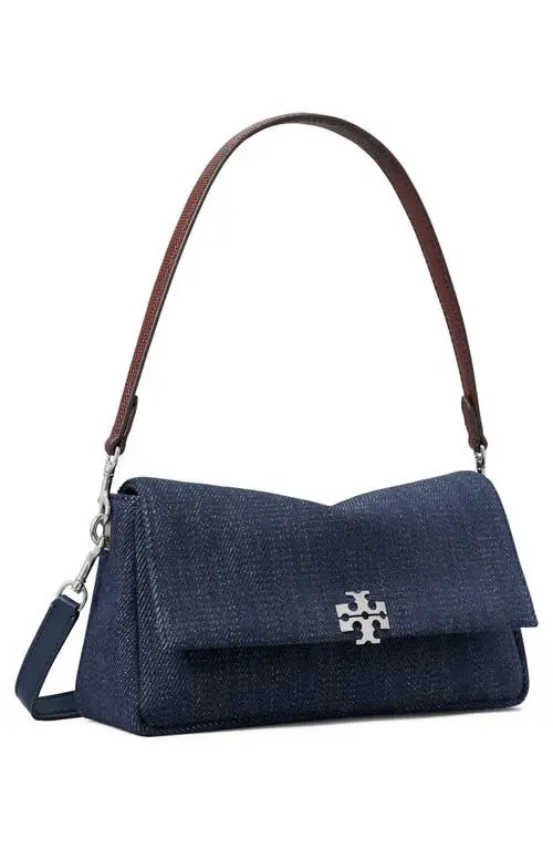 Tory Burch Small Charlie Denim Shoulder Bag - Midnight