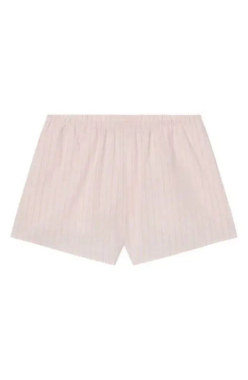 Lunya Piped Airy Cotton Pajama Shorts - Rosewater Stripe